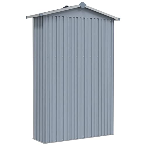 Tidyard Garden Shed with Storage Shelves and Vents Galvanized Steel Outdoor Tool Shed Pool Supplies Organizer Gray for Patio, Backyard, Lawn 42.3 x 18.1 x 72 Inches (W x D x H)