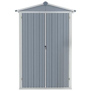 Tidyard Garden Shed with Storage Shelves and Vents Galvanized Steel Outdoor Tool Shed Pool Supplies Organizer Gray for Patio, Backyard, Lawn 42.3 x 18.1 x 72 Inches (W x D x H)