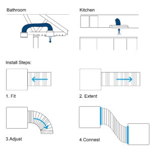 Hon&Guan 3" x 8FT Insulated Duct with Aluminum Foil, Flexible Dryer Vent Hose for HVAC Ventilation and Duct Fan Systems, 2 Clamps Include