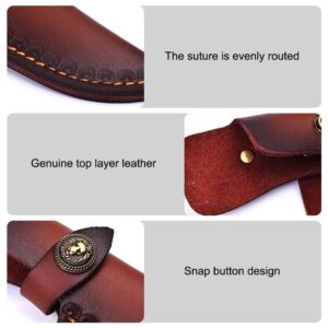 Leather Knife Sheath, Straight Knife Holster Knife Blade Cover Belt Knife Case for 3.7" Blade Knife