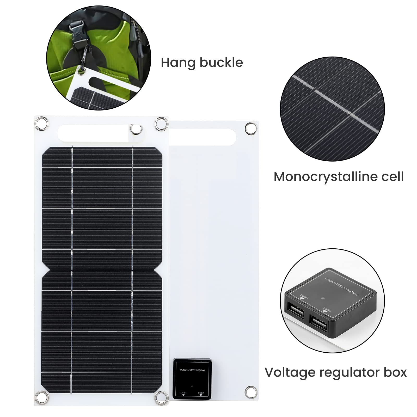 SUNYIMA Mini Solar Panel, 6V 6W USB Monocrystalline Solar Panel Charger with Built-in Voltage Stabilization System for Smart Phone, Camping Lanterns, Small Fans Monitor