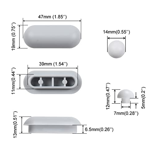 20Pcs Toilet Seat Buffers Replacement Plastic Toilet Lid Bumper, Bidets attachment Cushioning Pads Replacement for Bathroom, White and Gray color