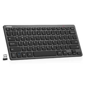 arteck 2.4g wireless keyboard ultra slim and compact keyboard with media hotkeys for computer desktop pc laptop surface smart tv and windows 11/10/8/7, black