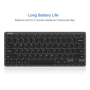 Arteck 2.4G Wireless Keyboard Ultra Slim and Compact Keyboard with Media Hotkeys for Computer Desktop PC Laptop Surface Smart TV and Windows 11/10/8/7, Black