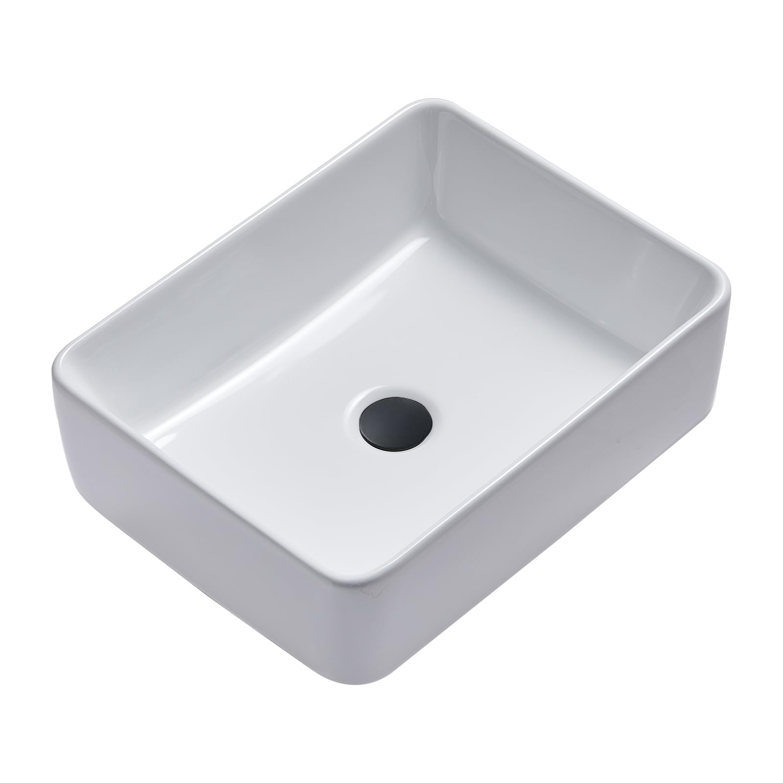 HOTIS HOME Rectangular Vessel Sink, 16"X12" White Bathroom Sink, Ceramic Vessel Sinks For Bathrooms, Rectangle Farmhouse Small Above Countertop Bathroom Vessel Sink