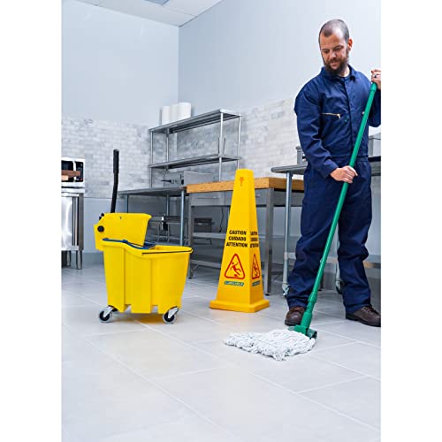 Carlisle FoodService Products Omnifit Mop Bucket with Side Press Wringer and Soiled Water Insert for Floor Cleaning, Kitchens, Restaurants, And Janitorial Use, Polypropylene (Pp), 35 Quarts, Yellow