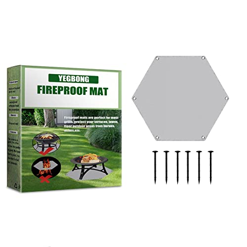 EJPTOYS Yegbong-Outdoor Heat Resistant Fiberglass Fire Pit Mat, BBQ Mat, Hexagon BBQ Mat Fire Pit Mat. Fire Mat Deck Protection. Suitable for Outdoor Decks, Grass, Patios, Grounds.