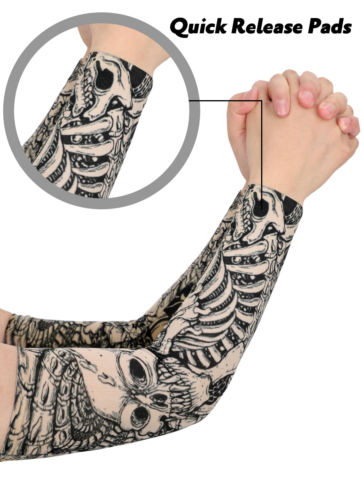 Boao 10 Pairs Men's Cooling Arm Sleeves Long Fingerless Arm Cover Anti Slip UV Protection Sun Sports Temporary Tattoo Arm Sleeves (Delicate Pattern)