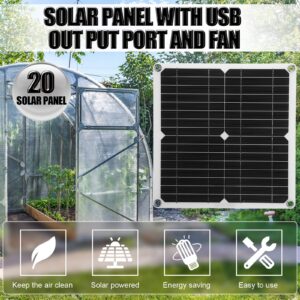 Solar Panel Powered Fan 12W 16V Solar Exhaust Fan Waterproof Greenhouse Fan USB Solar Portable Gable Fan Mini Household Solar Fan Ventilation for Chicken Dog Pets Houses Camping Outdoor (1 Set)