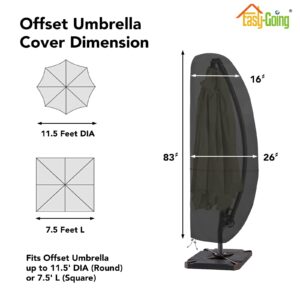 Easy-Going Patio Umbrella Cover Outdoor Offset Umbrella Cover Waterproof Cantilever Parasol Cover for 7.5ft to 11.5ft Banana Frame Umbrella, Black