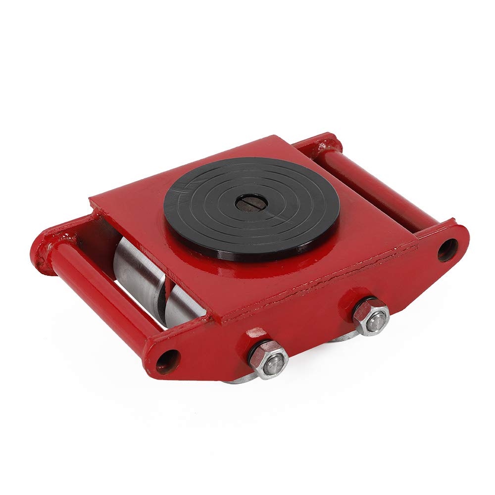 Machinery Mover,6T 13200 lbs Heavy Duty Industrial Dolly Machinery Skate Mover Dolly with 4 Steel Roller Kit,360 Degree Rotation Cap (6T Steel Wheels, Red)