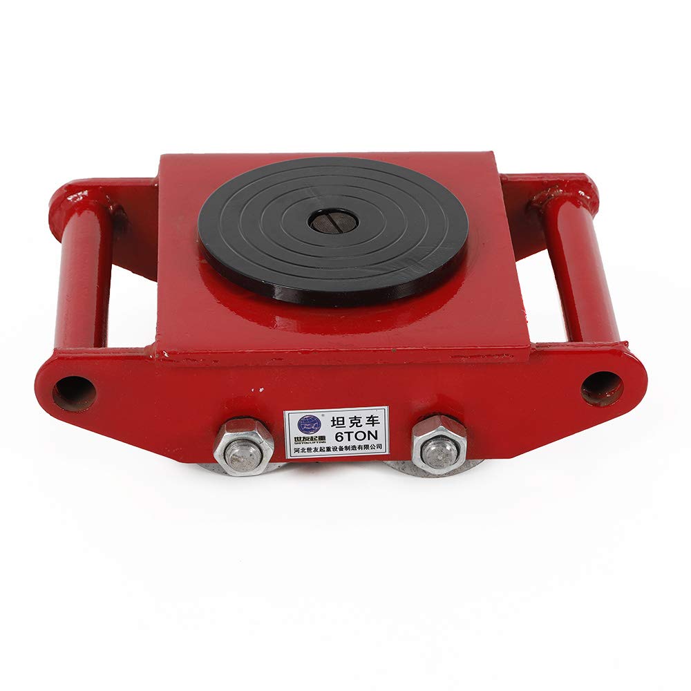 Machinery Mover,6T 13200 lbs Heavy Duty Industrial Dolly Machinery Skate Mover Dolly with 4 Steel Roller Kit,360 Degree Rotation Cap (6T Steel Wheels, Red)