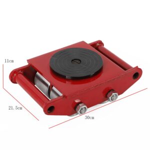 Machinery Mover,6T 13200 lbs Heavy Duty Industrial Dolly Machinery Skate Mover Dolly with 4 Steel Roller Kit,360 Degree Rotation Cap (6T Steel Wheels, Red)