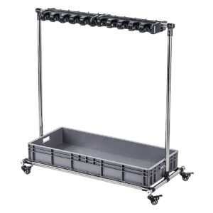 floor-standing broom and mop rack can be moved,adjustable height, mop rack, tool rack, cleaning tool cart, stainless steel storage rack durable storage,for garages, hotels, schools, restaurants, etc