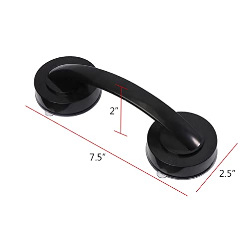 WANLIAN-Powerful Suction Cup Glass Mirror Door Handle, Refrigerator Drawer Bathroom Suction Cup Wall handrail, Bathtub Shower Handle Kitchen Drawer Cabinet Handle Suction Cup (Black Large)