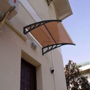 Outvita Window Awnings for Doors Canopy 40''x40'', Polycarbonate Cover Front Door Outdoor Patio Awning Canopy UV Rain Snow Sunlight Protection Hollow Sheet, Brown Board & Black Bracket, AL-YP-0338