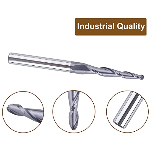 SpeTool 4PCS Tapered End Mill Bits 1/4 inch Shank with 3mm Ball Nose ( 1.5mm Radius )CNC Engraving Bits HRC55 TiAlN Coated for 3D and 2D Wood Acrylic Carving