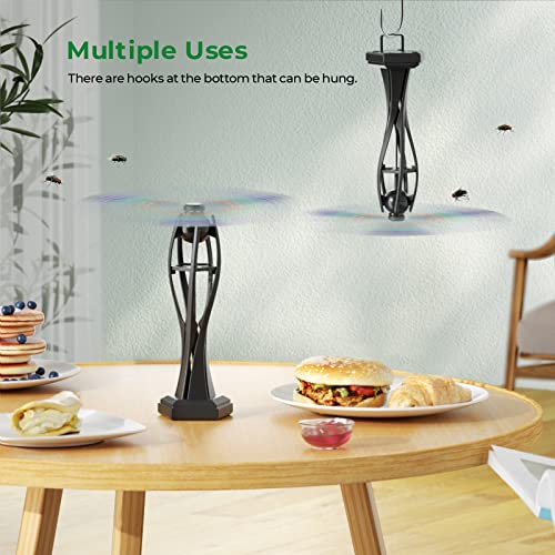 Fly Fan for Tables, Fly Repellent Fan for Indoor and Outside, Portable Table Fly Repellent Fan, Fly Trap Fan with Holographic Blades for Restaurants, Parties, Barbeque (2 Pack)