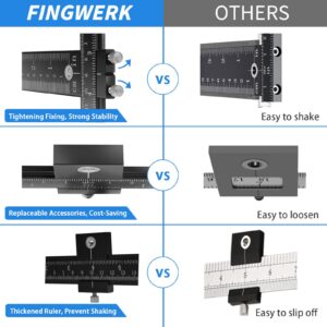 14-Piece Cabinet Hardware Jig Tool Set, Fingwerk Aluminum Alloy Cabinet Handle Template Jig Tool of Drawer Front Knobs, Handles and Pulls, Door