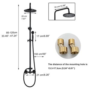 MOSSON Rain Shower System Oil Rubbed Bronze Outdoor Shower Faucet Set with 8 Inch Rainfall Shower Head Handheld Spray 2 Cross Handles Wall Mounted Bathroom Shower Fixtures Solid Brass