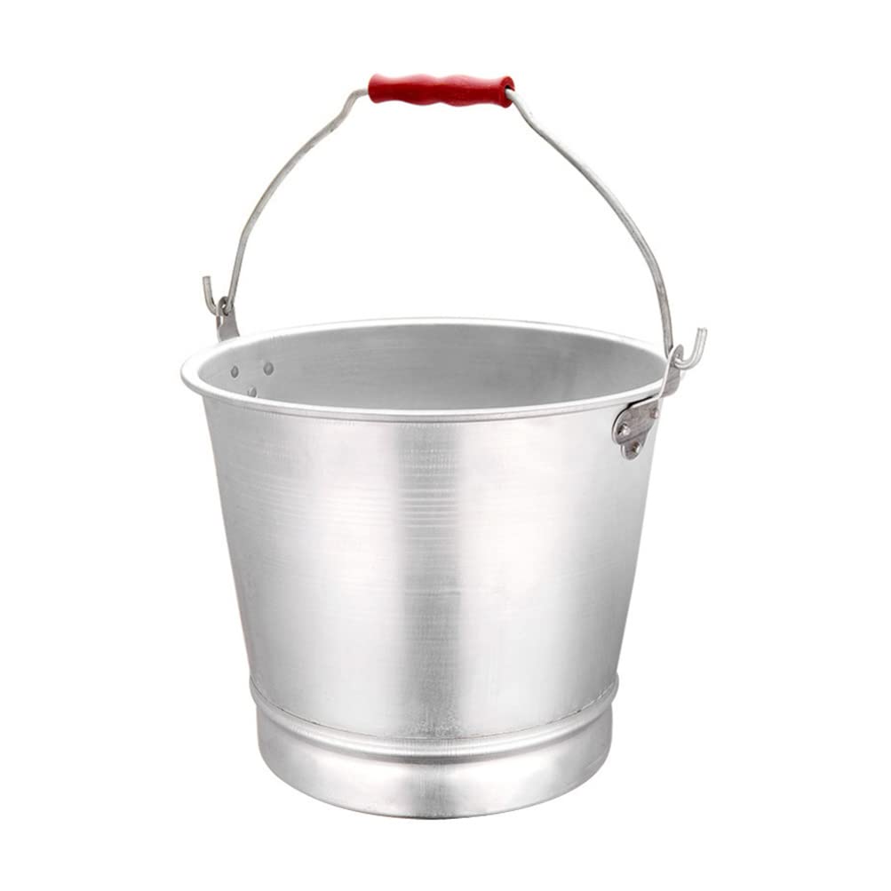 Angoily Stainless Steel Bucket Flat Back Pail Food and Water Pail Metal Utility Pail Ice Bucket Durable Pails for Kennels and Farms 9L