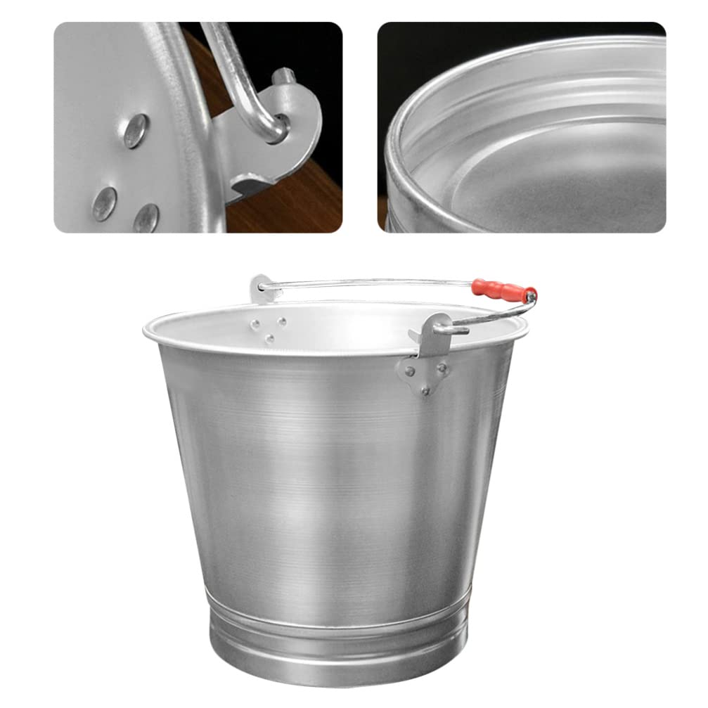 Angoily Stainless Steel Bucket Flat Back Pail Food and Water Pail Metal Utility Pail Ice Bucket Durable Pails for Kennels and Farms 9L