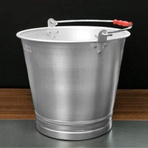 Angoily Stainless Steel Bucket Flat Back Pail Food and Water Pail Metal Utility Pail Ice Bucket Durable Pails for Kennels and Farms 9L