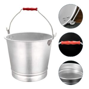 Angoily Stainless Steel Bucket Flat Back Pail Food and Water Pail Metal Utility Pail Ice Bucket Durable Pails for Kennels and Farms 9L