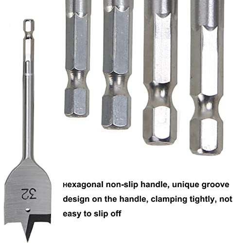 Woodworking Spade Drill Bits Set 16Pcs High Carbon Steel Hex Shank Paddle Flat Bits with Double Side Cutting Spurs Woodworker Hole Cutter Bits for Wood, Polyurethane Board, PVC Sizes 6/25~1-3/8IN