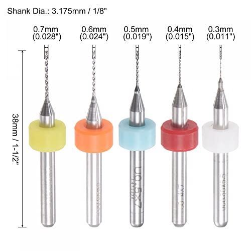 uxcell Micro PCB Drill Bit Set, 1/8" Shank 0.3mm-1.2mm Solid Tungsten Carbide CNC Engraving Print Circuit Board Drill Bits Rotary Tool 10pcs