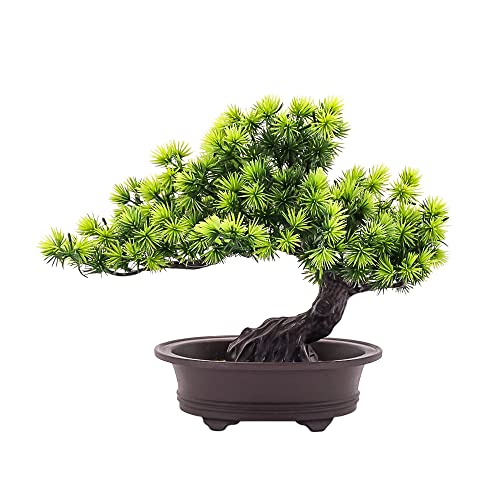 YATSKIA Artificial Bonsai Tree - Mini Japanese Juniper Bonsai for Home Decor - Green Plastic