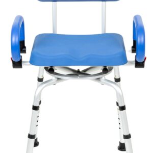 iLIVING ILG-638 Swivel Pivoting Shower Chair for Bathtub and Shower with Padded Seat, Back and Arms, and Adjustable Height , Blue