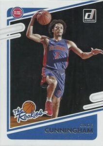 2021-22 panini donruss cade cunningham - the rookies - detroit pistons rookie basketball card #1