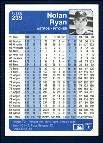 1984 Fleer #239 Nolan Ryan NM+ Houston Astros Baseball