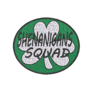 saint patrick's day patch shenanigans squad embroidered 3.5"x3" iron-on/sew-on applique premium detailed irish holiday ireland clover lucky green shamrock leprechaun, vest jacket clothing religious