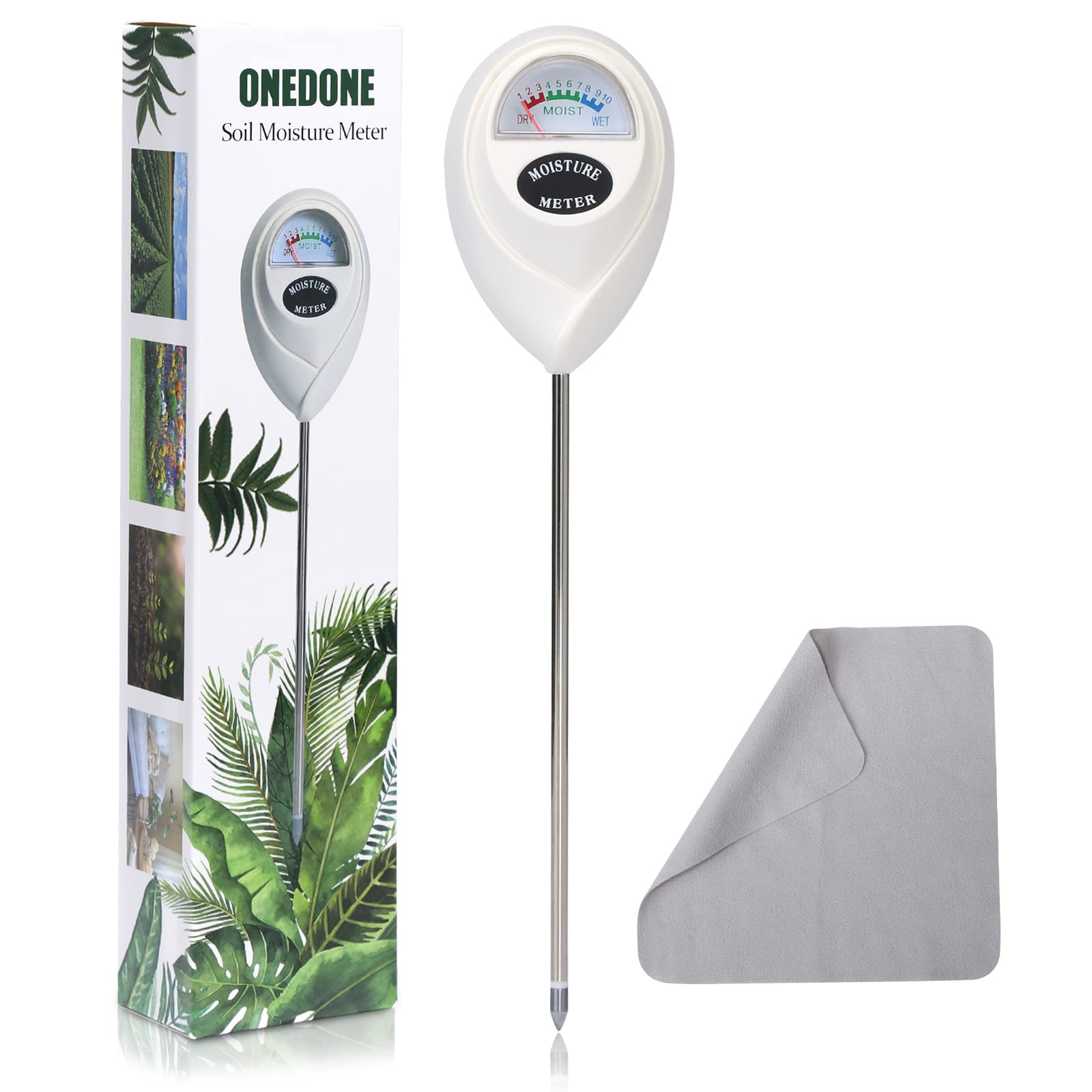 ONEDONE Moisture Meter, Soil Moisture Meter for House Plants Plant Moisture Meter with Cleaning Cloth Plant Water Meter for Gardening, Farming, Indoor and Outdoor Plants