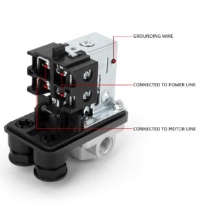 MEANLIN MEASURE Air Compressor Pressure Switch Control Valve 90-120 PSI 110V-240V 4-way Replacement Parts With 0-180 Pressure gauge and Safety Pressure Relief Valve