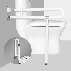 jellyrattbit handicap grab bars rails, 29.5 inch foldable toilet bar flip up arm rails with anti-slip grip shower assist aid safety for elderly pregnant women disabled bar, white