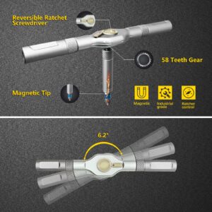 KBCSUN 24pcs Ratcheting Screwdriver Set, Multi Bit Magnetic Screwdriver Set, Mini Repair Tool Kit with Detachable T Ratchet Handle for Eyeglasses PC Electronics