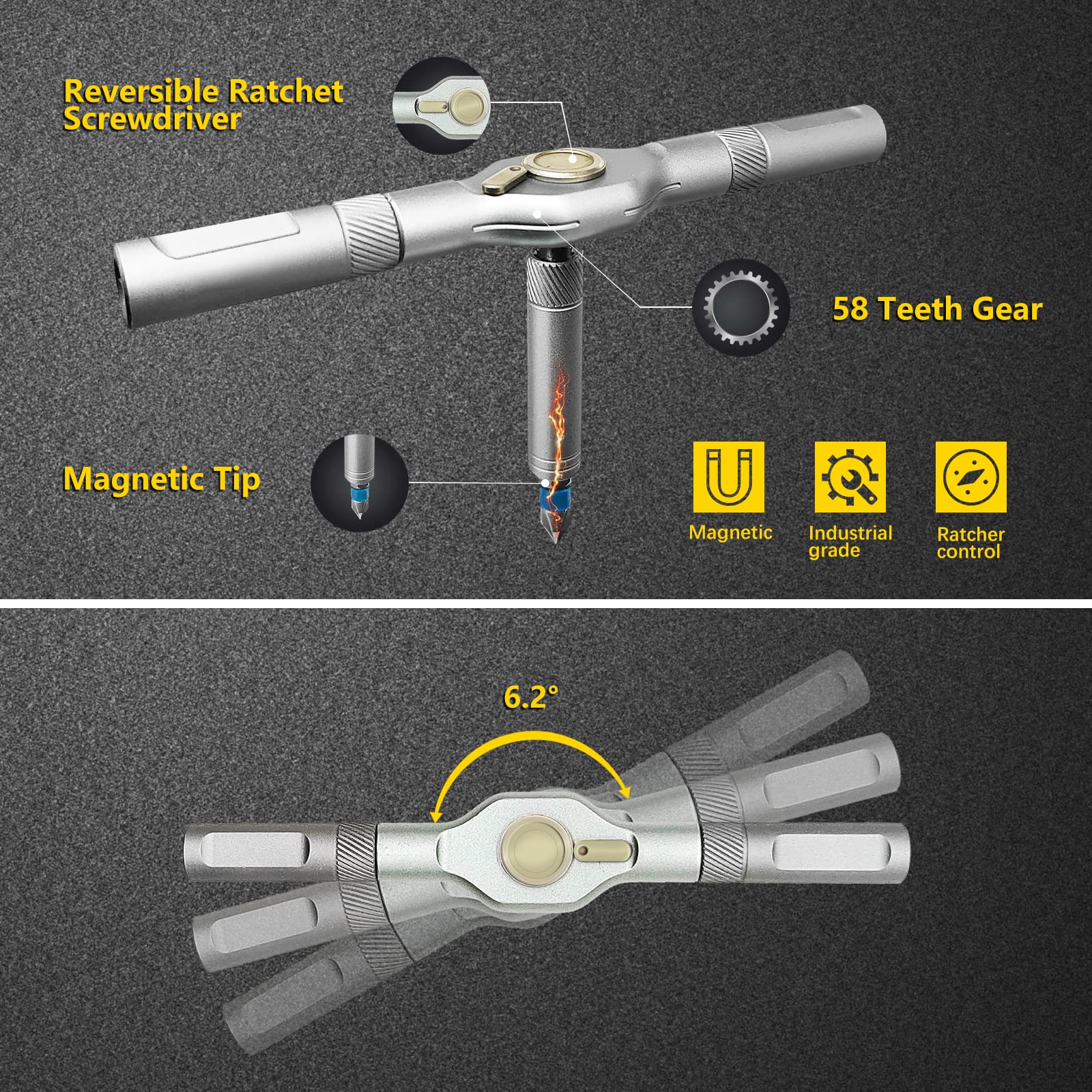 KBCSUN 24pcs Ratcheting Screwdriver Set, Multi Bit Magnetic Screwdriver Set, Mini Repair Tool Kit with Detachable T Ratchet Handle for Eyeglasses PC Electronics