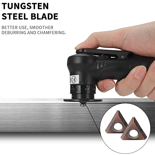 Portable Pneumatic Chamfering Tool Deburring-Trimming - 45 Degree Ultra Light Handheld Linear Air Beveling Tool for Metal, Mini Chamfering Machine Arc Edge Beveler Kit with Precision Blade Inserts