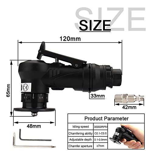 Portable Pneumatic Chamfering Tool Deburring-Trimming - 45 Degree Ultra Light Handheld Linear Air Beveling Tool for Metal, Mini Chamfering Machine Arc Edge Beveler Kit with Precision Blade Inserts