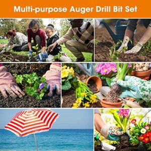 ACROTOL Upgrade Auger Drill Bit for Planting 1.6inchx9inch 2inchx16inch and 4inchx16inch, 3 Pieces Garden Auger Spiral Drill Bit for 1.6inchx9inch 2inchx16inch 4inchx16inch