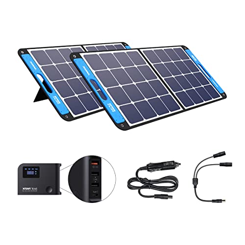 XTAR SP100 2 Pack 100w Solar Panel Portable Solar Panel Solar Power with Independent Charger 8mm Splitter Solar Power Panel for Power Station Solar Generator RV Solar Camping