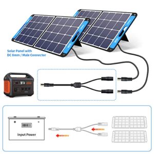 XTAR SP100 2 Pack 100w Solar Panel Portable Solar Panel Solar Power with Independent Charger 8mm Splitter Solar Power Panel for Power Station Solar Generator RV Solar Camping