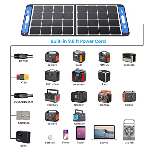 XTAR SP100 2 Pack 100w Solar Panel Portable Solar Panel Solar Power with Independent Charger 8mm Splitter Solar Power Panel for Power Station Solar Generator RV Solar Camping