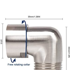 NearMoon Shower Head Elbow Adapter, Solid Brass 1/2" Shower Arm Extension for Connecting Shower Head, 90 Degree (Brushed Nickel)