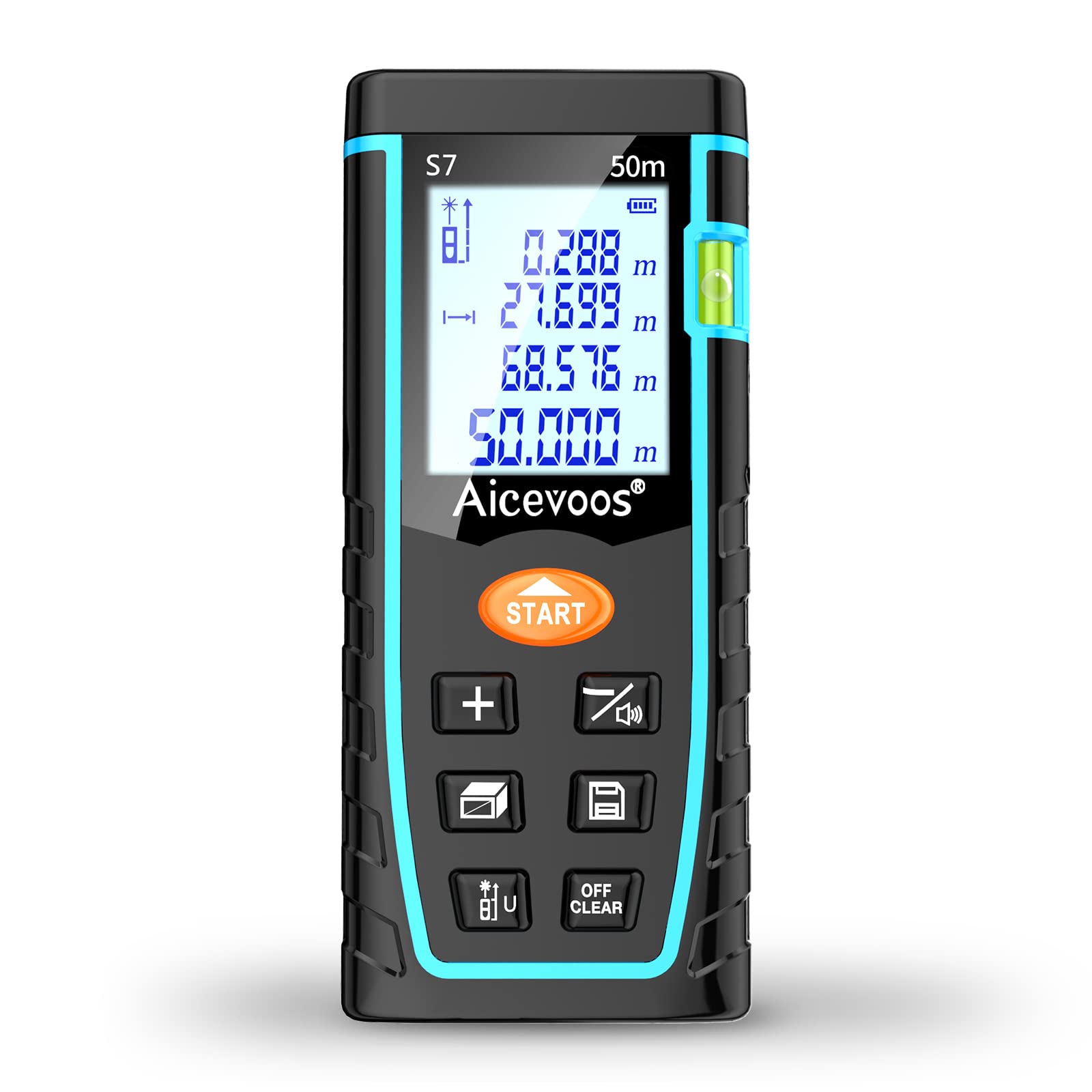 Aicevoos Laser Measure 165ft,Digital Laser Distance Meter, M/in/Ft Unit Switching Backlit LCD 4 Line Display IP54 Shockproof,Measure Distance, Area and Volume | 50M