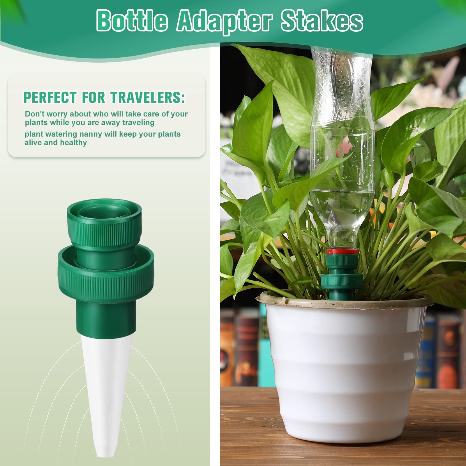 Bottle Adapter Self Watering Spikes, Terracotta Plant Watering Spikes Self Watering Spikes to Use with Cola Bottles Houseplant Watering Stakes Automatic Irrigation System(White,15 Pack)