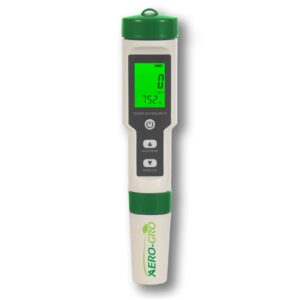 aero-gro digital 5-in-1 meter: 5 functions: ph, tds, ec, salinity%, salinity ppm, and temp, ip67 waterproof, pen-type tester for hydroponics, water, wine, spas, aquariums